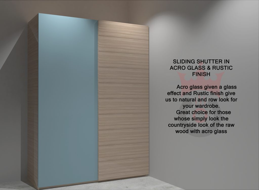 Acro Glasss & Rustic Finish - Modular Wordrobes - Coronet Kitchens
